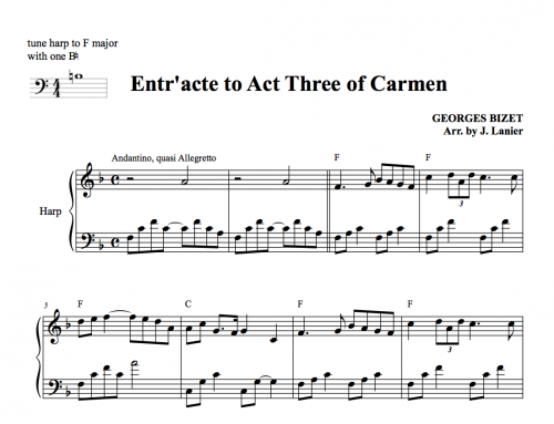 Entr'acte to Act III of Carmen for Harp | Janet Lanier